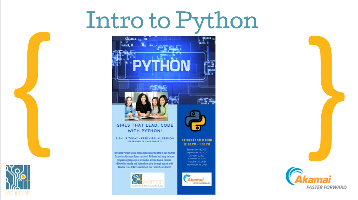 ITWomen Saturday STEM Club for Girls Intro to Python Fall Session - ITWomen